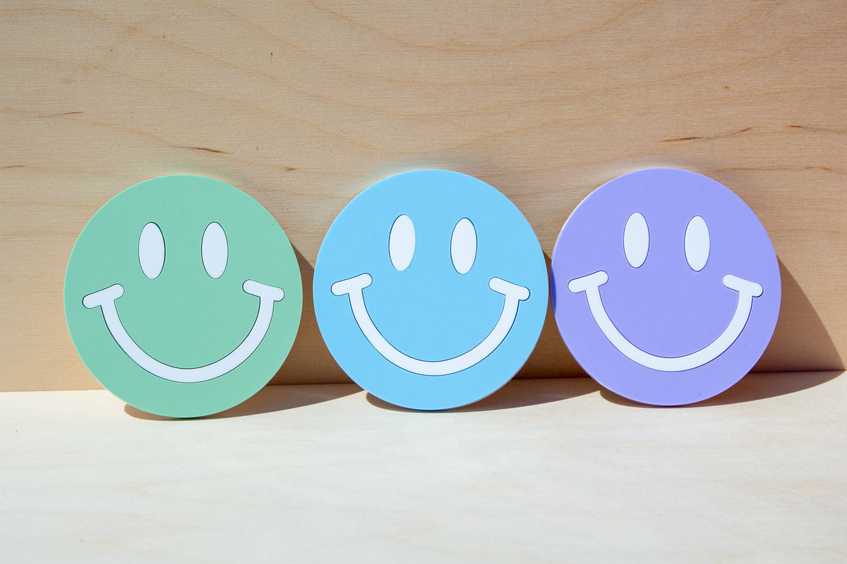 Pastel Smiley Face Coasters – Designs by Erika